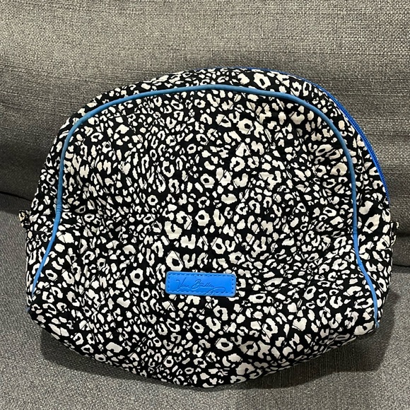 Vera Bradley | Bags | Vera Bradley Cheetah Print Black Offwhite With Blue Makeup Bag | Poshmark